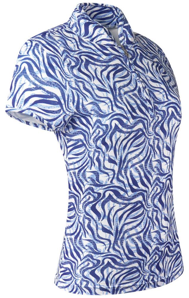 Pure Golf Ladies Rise Cap Sleeve Polo Shirt - Indigo Jungle