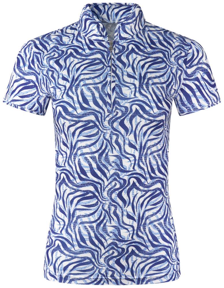 Pure Golf Ladies Rise Cap Sleeve Polo Shirt - Indigo Jungle
