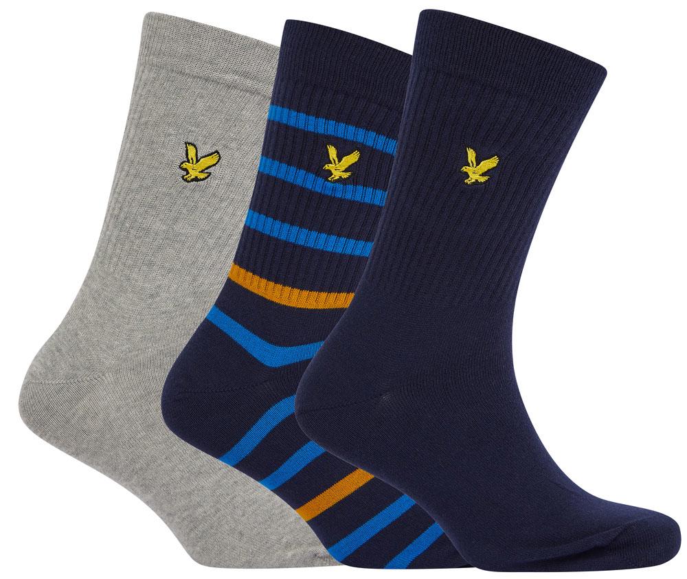 Lyle and Scott Mens Fabian Stripe Sport Socks (3 Pairs) - Golfonline