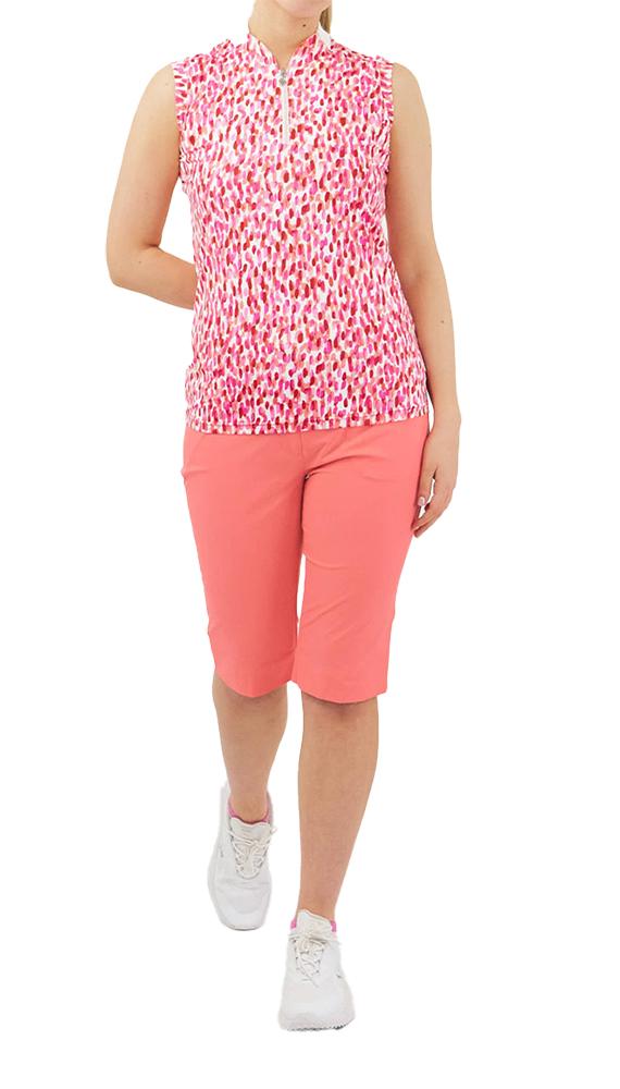 Pure Golf Ladies Felicity Sleeveless Polo Shirt - Petal Polka