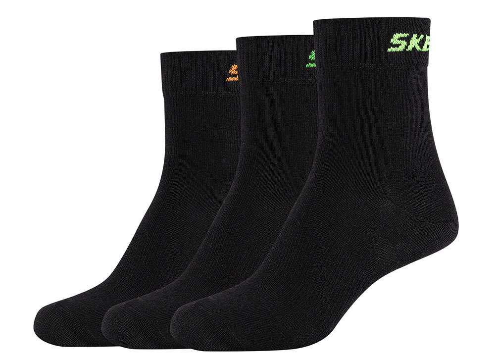 Skechers Junior Mesh Ventillation Crew Socks (3 Pairs) (Black)